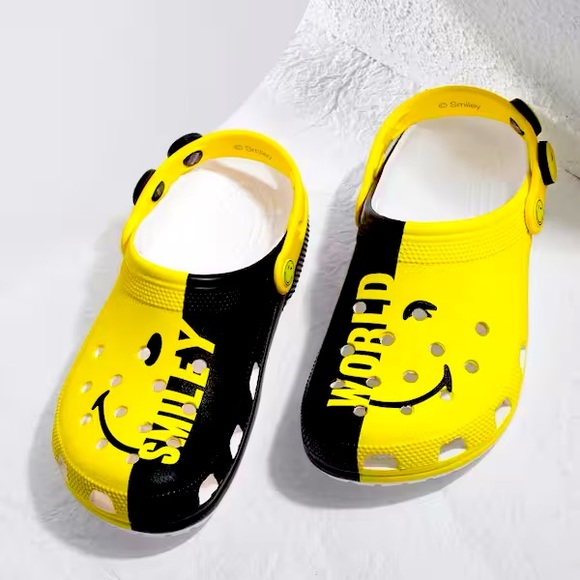 CROCS | Shoes | Crocs X Smiley World Collab Two Toned Yellow And Black ...